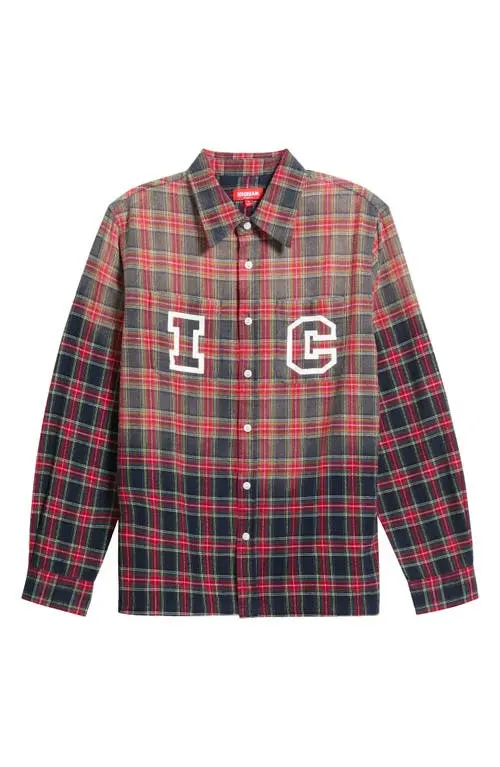 ICECREAM Grapefruit Cotton Graphic Button-up Shirt - Plaid