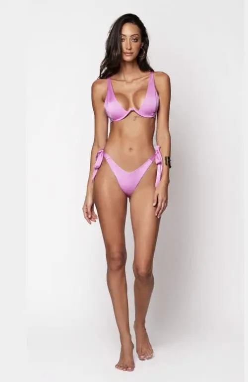 CHERINA  BEACHWEAR Cherina Beachwear Ella Underwire Bralette Top With V-cut Bottom 2-piece Bikini Set - Pink