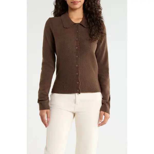 Lucky Brand Peter Pan Collar Button Front Cardigan
