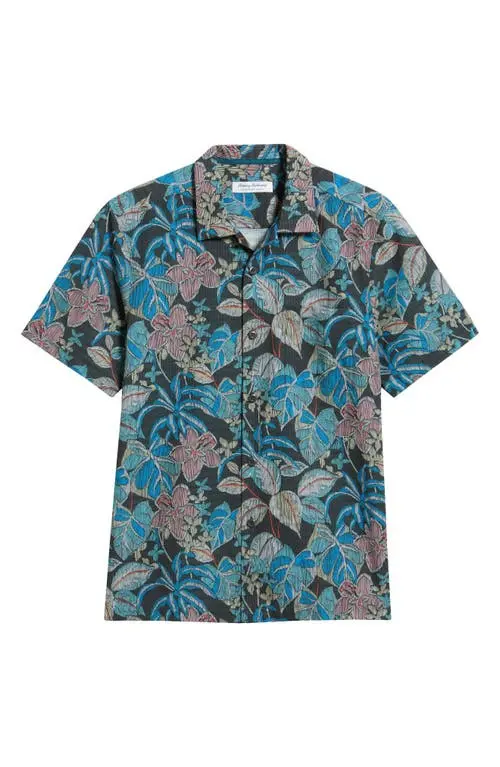 Tommy Bahama Bahama Coast Midnight Fuego Floral Islandzone® Short Sleeve Button-up Shirt - Dk Grey