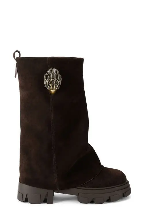 Kurt Geiger Stomp Leather Foldover Boot - Brown