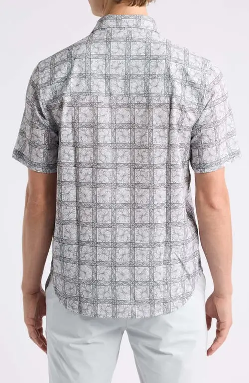 Tommy Bahama Bahama Coast Flora Check Islandzone® Short Sleeve Button-up Shirt - Ash Grey