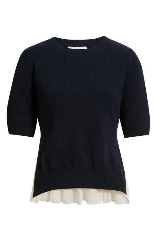 A.REN Liora Mixed Media Short Sleeve Sweater