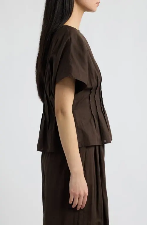 A.REN Simone Pleated Linen Blend Blouse