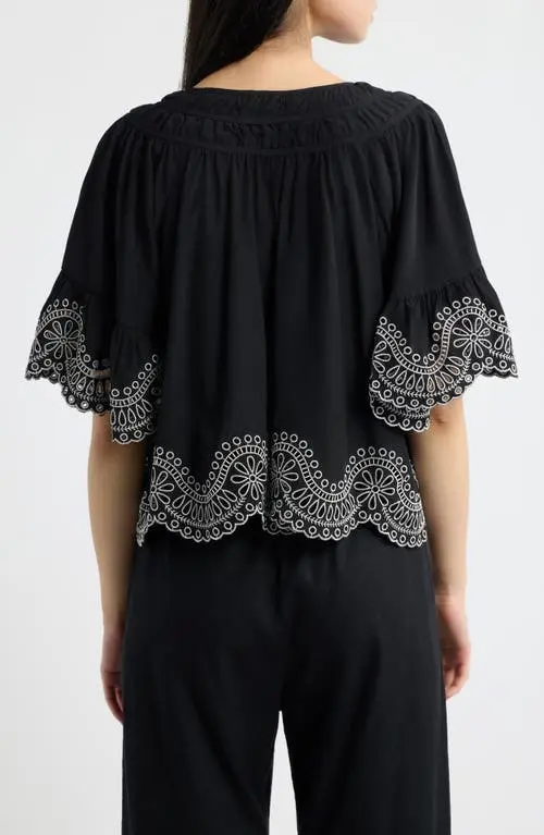 A.REN Isaly Embroidered Eyelet Blouse