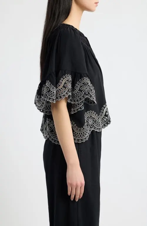 A.REN Isaly Embroidered Eyelet Blouse
