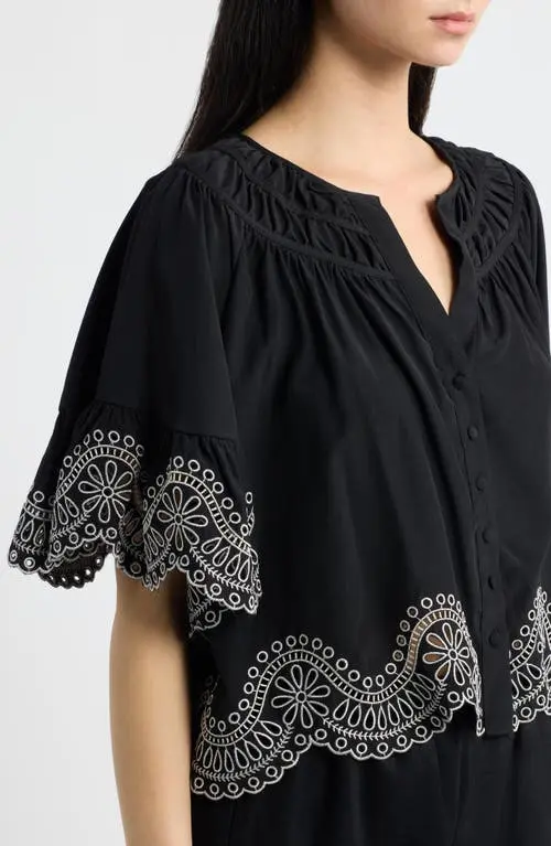 A.REN Isaly Embroidered Eyelet Blouse