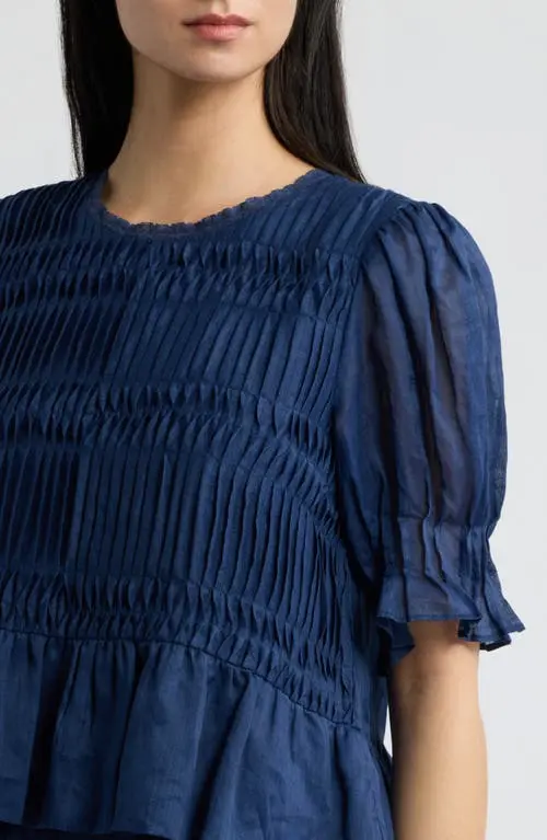 A.REN Brigette Smocked Peplum Top