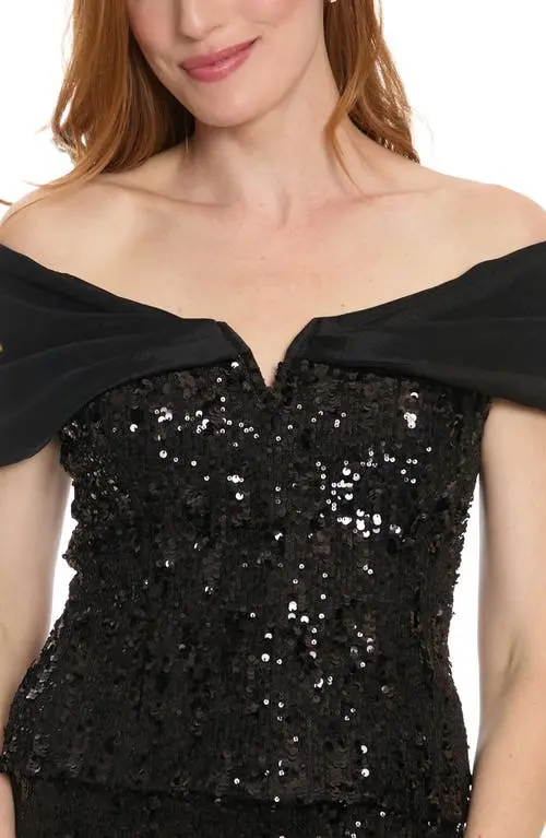 Maggy London Sequin Off The Shoulder Gown - Black