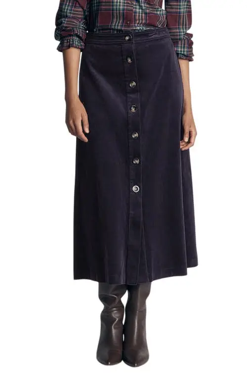 Boden Val Button Front Corduroy Midi Skirt