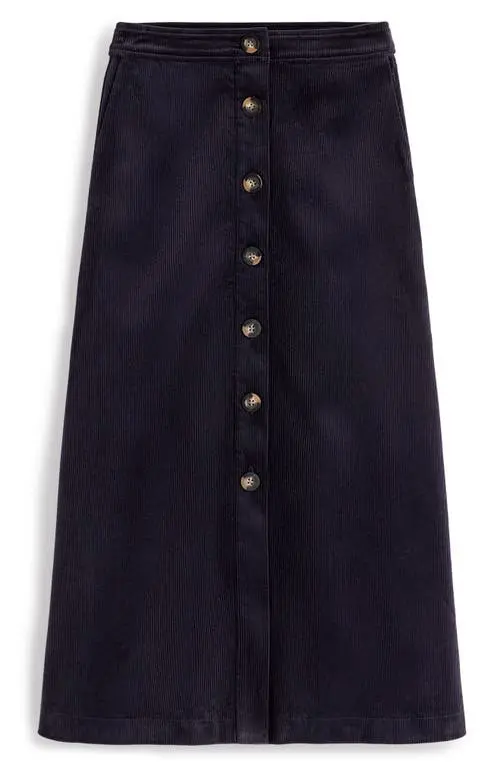 Boden Val Button Front Corduroy Midi Skirt