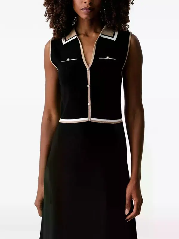 MORGAN Contrast-trim Sleeveless Mini Dress