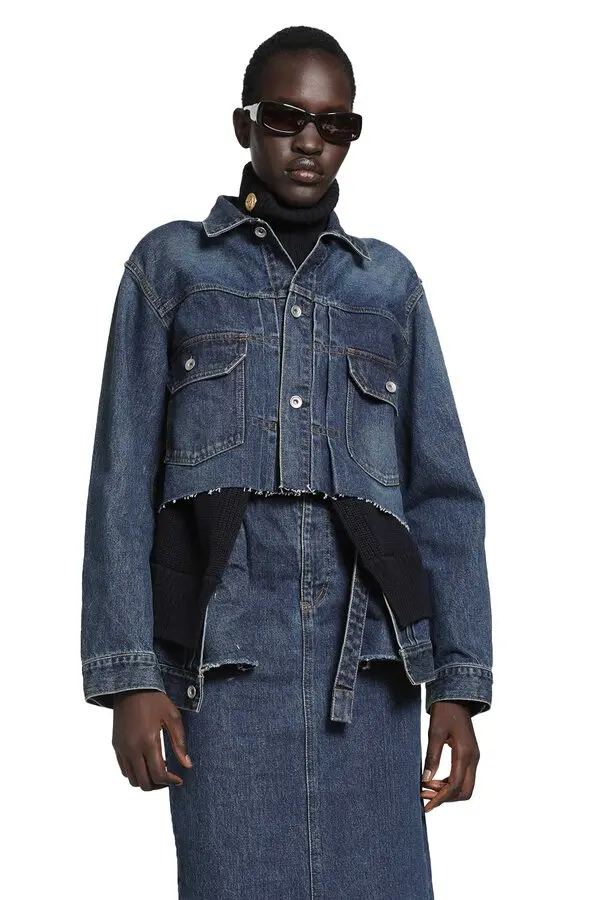 Sacai Denim X Wool Knit Jacket