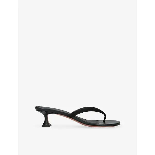 Amina Muaddi Juliette 45 Thong Leather Heels