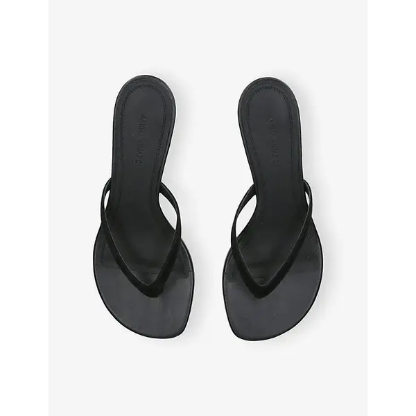 Amina Muaddi Juliette 45 Thong Leather Heels