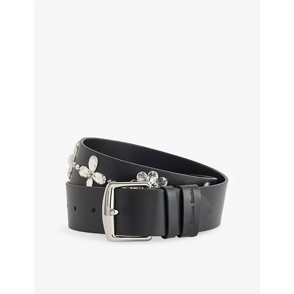 Simone Rocha Crystal-embellished Leather Belt - Black/jet