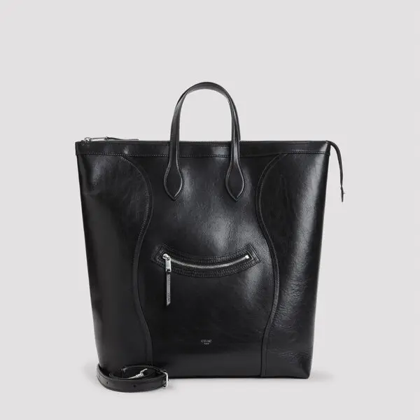 Celine Medium Basket Vertical Leather Bag 30cm - Black