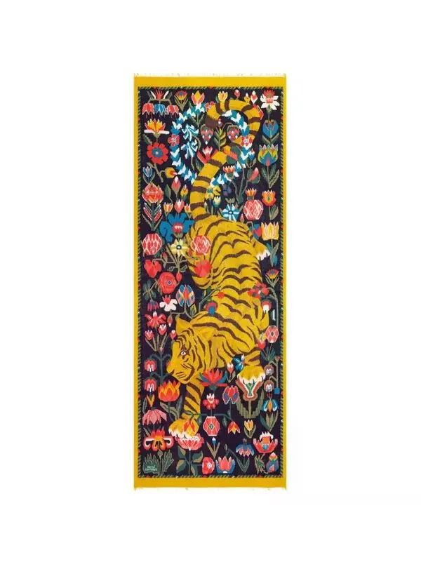 INOUI EDITIONS Jorgen Tiger-print Floral-pattern Scarf - Black