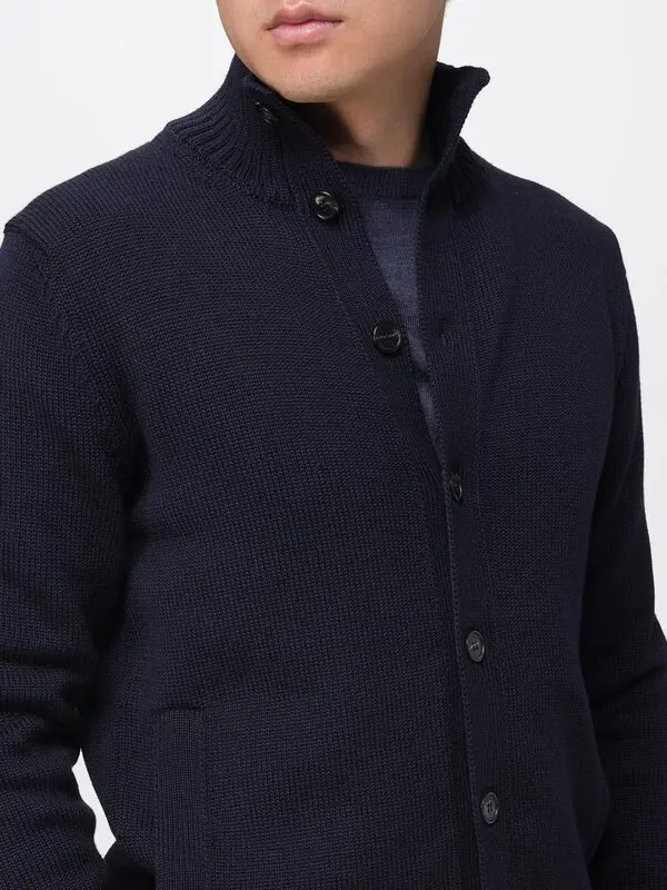 SLOWEAR High-neck Virgin Wool Cardigan With Button Closure