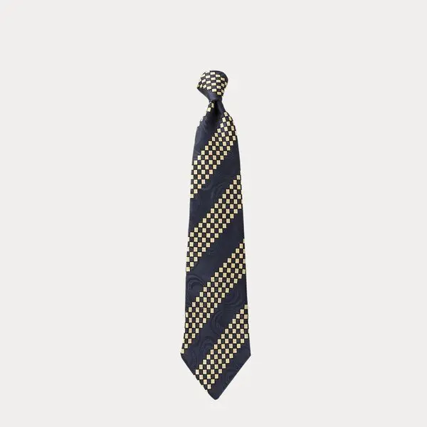 Ralph Lauren Handmade Checkered-stripe Silk Tie