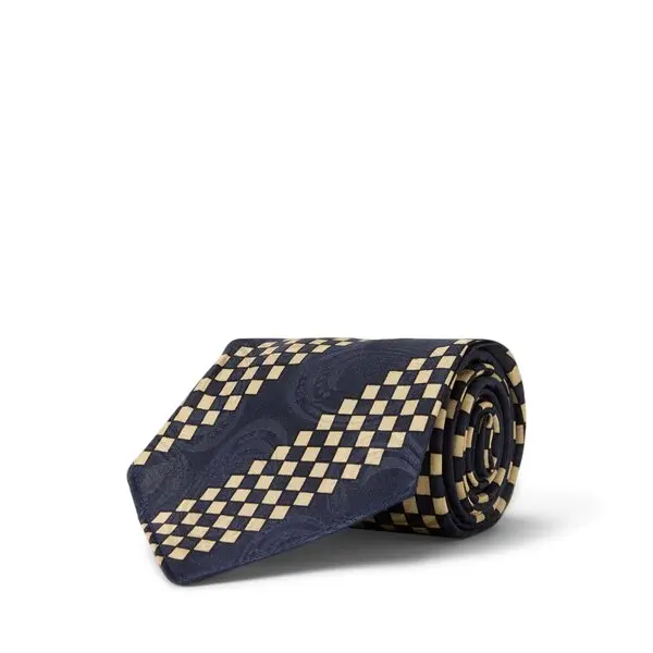 Ralph Lauren Handmade Checkered-stripe Silk Tie