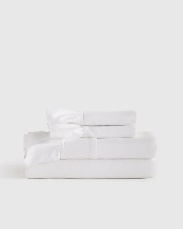 Quince European Linen Ruffle Sheet Set - White