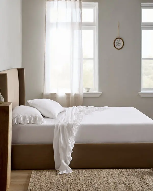 Quince European Linen Ruffle Sheet Set - White