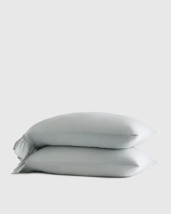 Quince European Linen Ruffle Pillowcase Set - Mist