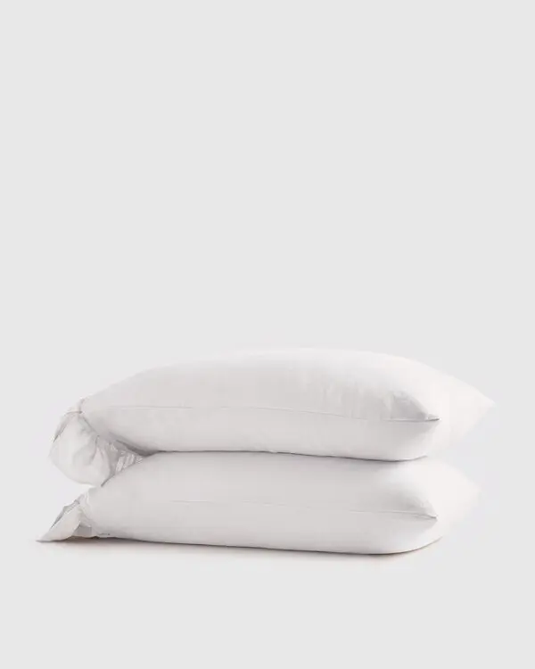 Quince European Linen Ruffle Pillowcase Set - White
