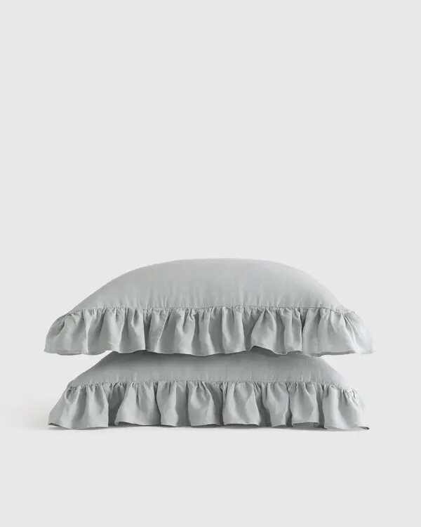 Quince European Linen Ruffle Sham Set - Mist