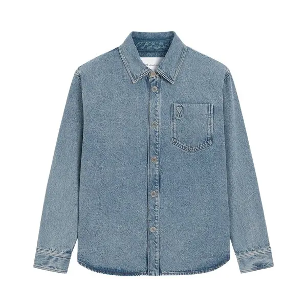 AMI Paris Cotton Overshirt With De Coeur 'used
