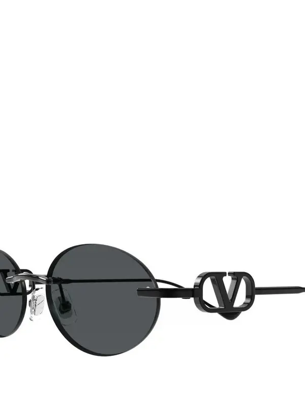 Valentino Garavani Vlogo Rimless Oval-frame Sunglasses - Black