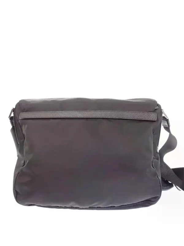 Prada 2013-2026 Saffiano Trimmed Re Nylon Double Buckle Messenger Bag Crossbody Bag