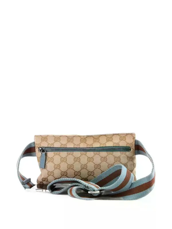 Gucci Vintage Double Gg Canvas With Leather Small Belt Bag