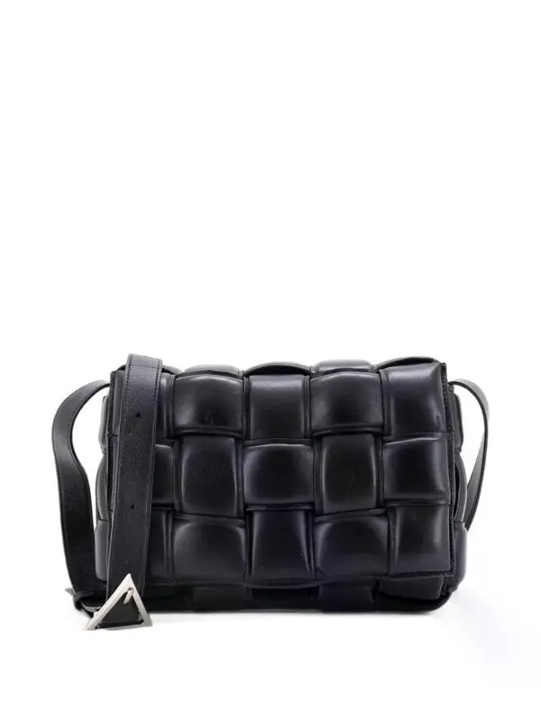 Bottega Veneta Cassette Padded Maxi Intrecciato Leather Crossbody Bag - Black