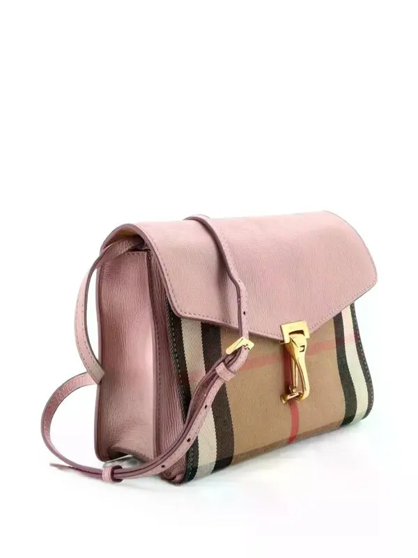 Burberry Macken Leather And House Check Canvas Small Crossbody Bag - Pink