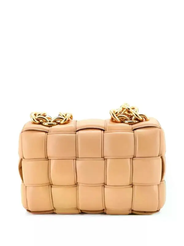 Bottega Veneta Cassette Chain Padded Maxi Intrecciato Leather Crossbody Bag - Neutrals