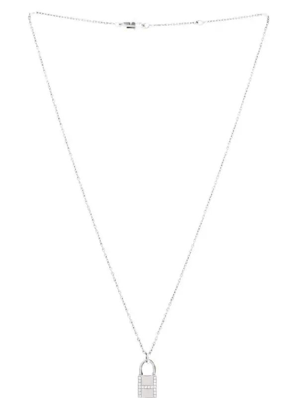 Hermès Amulettes Cadenas Pendant 18k White Gold With Diamonds Necklace - Silver