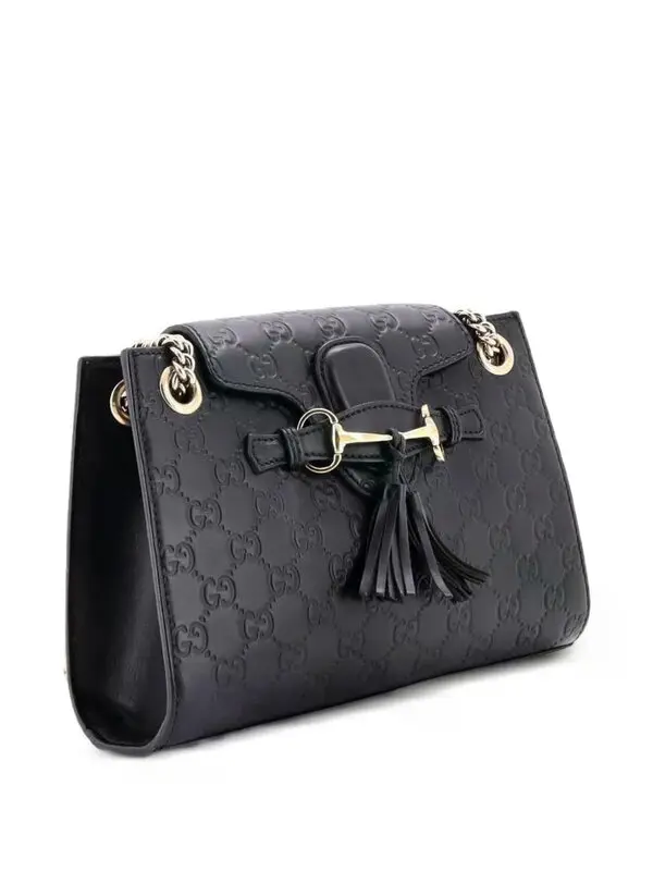 Gucci Emily Chain Flap Guccissima Leather Small Shoulder Bag - Black
