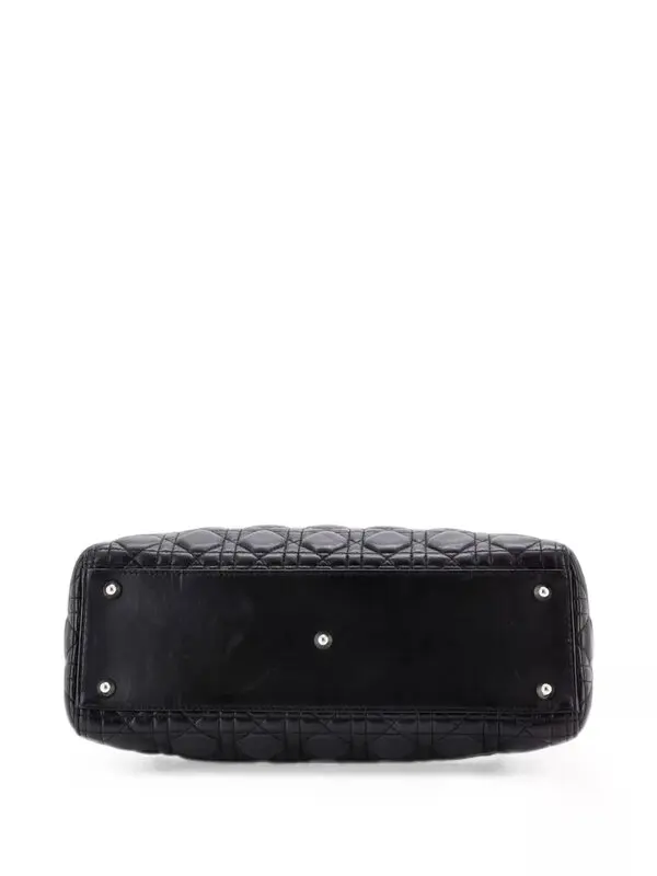 Dior Vintage Lady Bag Cannage Quilt Lambskin Large Satchel - Black