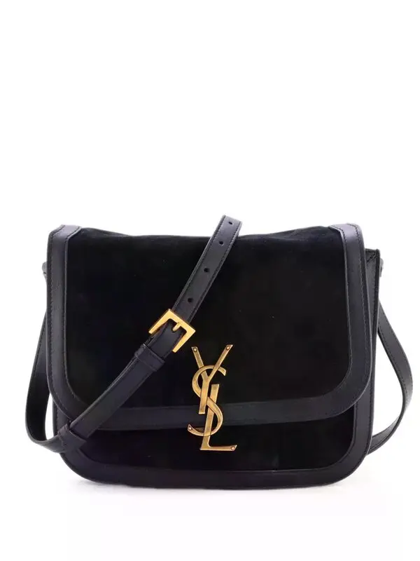Saint Laurent Solferino Bag Suede Medium Shoulder Bag - Black