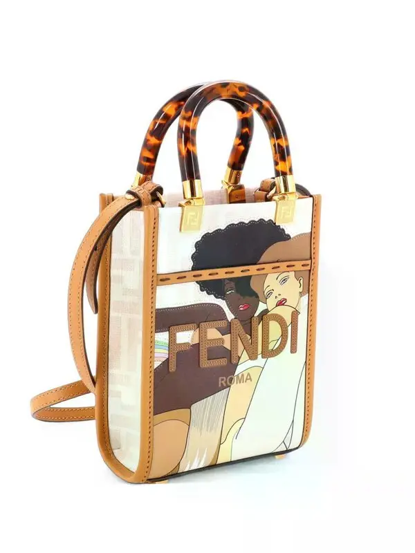 Fendi Sunshine Shopper Printed Zucca Coated Canvas Mini Tote Bag