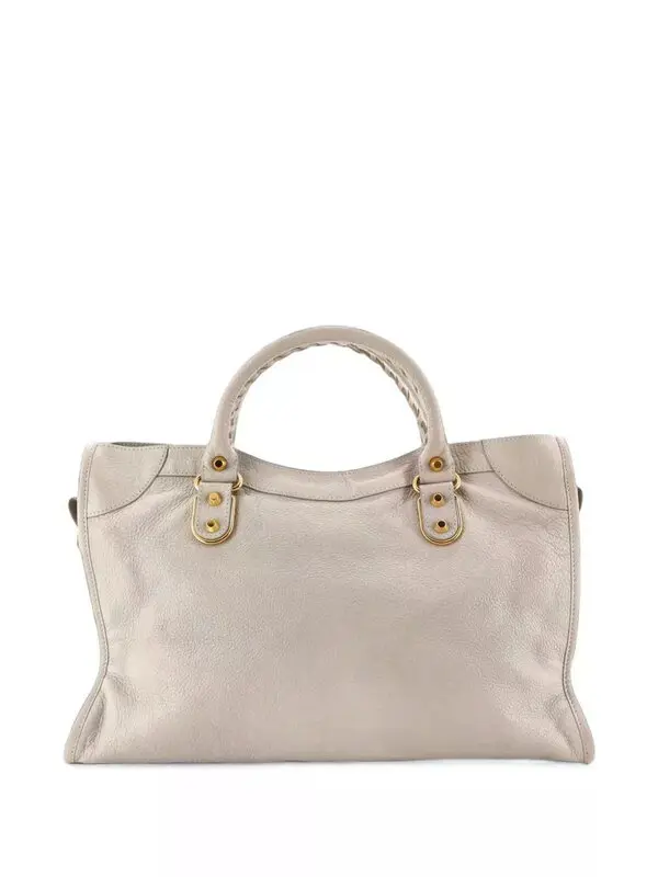 Balenciaga City Classic Metallic Edge Bag Leather Medium Satchel - Grey