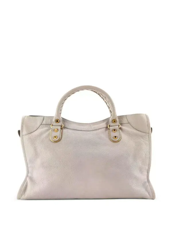 Balenciaga City Classic Metallic Edge Bag Leather Medium Satchel - Grey