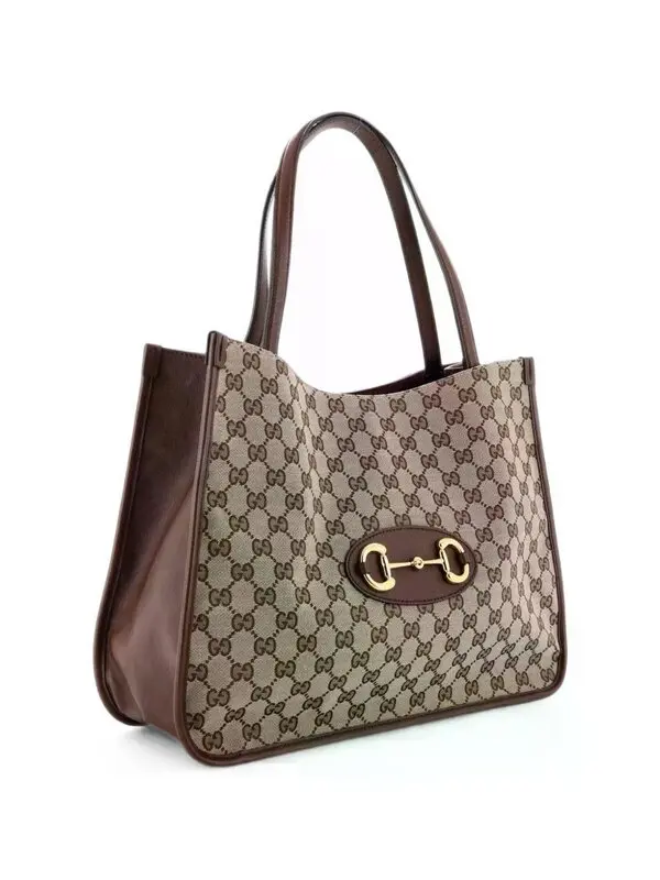 Gucci Horsebit 1955 Gg Canvas With Leather Medium Tote Bag
