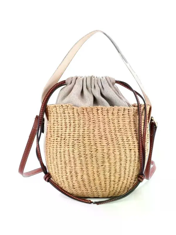 Chloé Woody Basket Tote Woven Raffia Small Bucket Bag