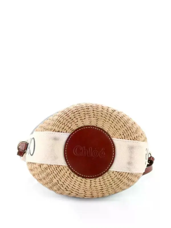 Chloé Woody Basket Tote Woven Raffia Small Bucket Bag
