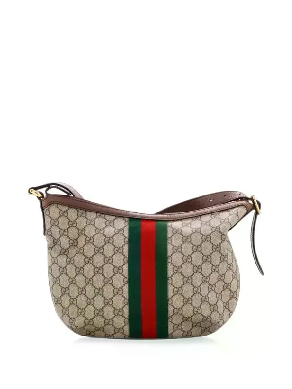 Gucci Ophidia Half Moon Hobo Gg Coated Canvas Small Crossbody Bag - Brown