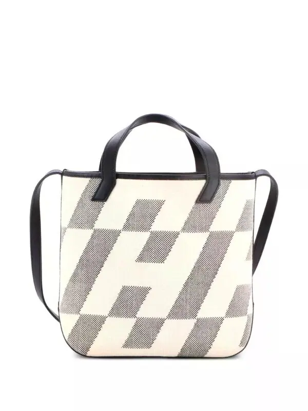 Hermès Cabas H En Biais Tote Canvas With Leather 27 Shoulder Bag - Black