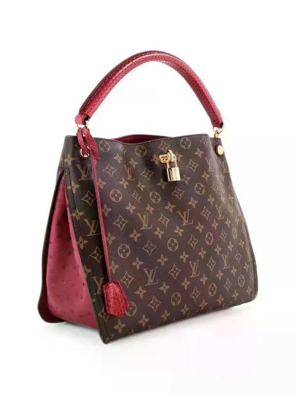 LOUIS VUITTON Gaia Handbag Monogram Canvas With Python And Ostrich Hobo Bag